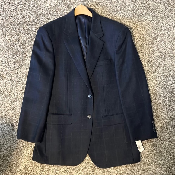 Chaps | Suits & Blazers | Chaps By Ralph Lauren Mens Navy Plaid 2button Sport Coat 0 Wool Nwt ...